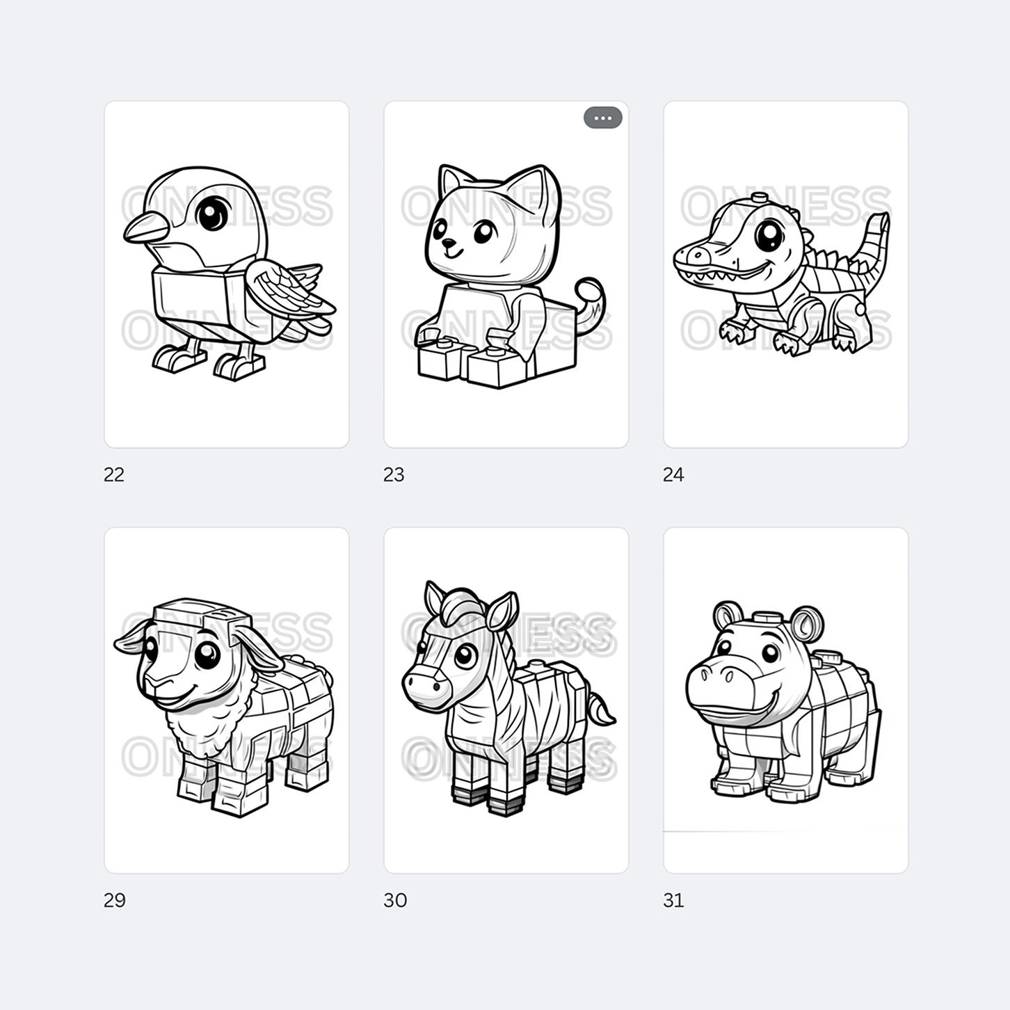 36 Lego Inspired Animal Coloring Pages, A4 Format Coloring Book for ...