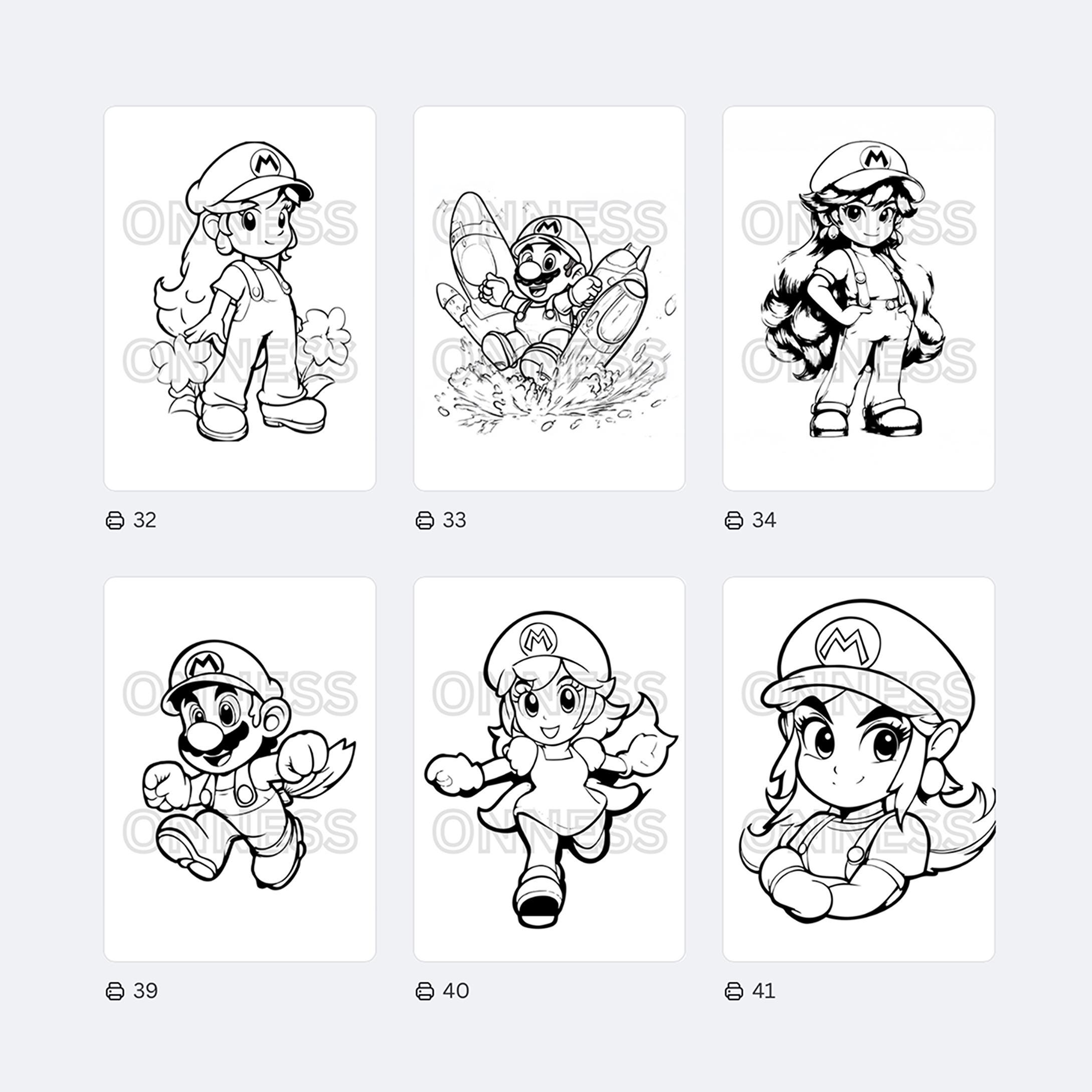 50 SUPER MARIO Inspired Coloring Pages, A4 Format Coloring Book for ...