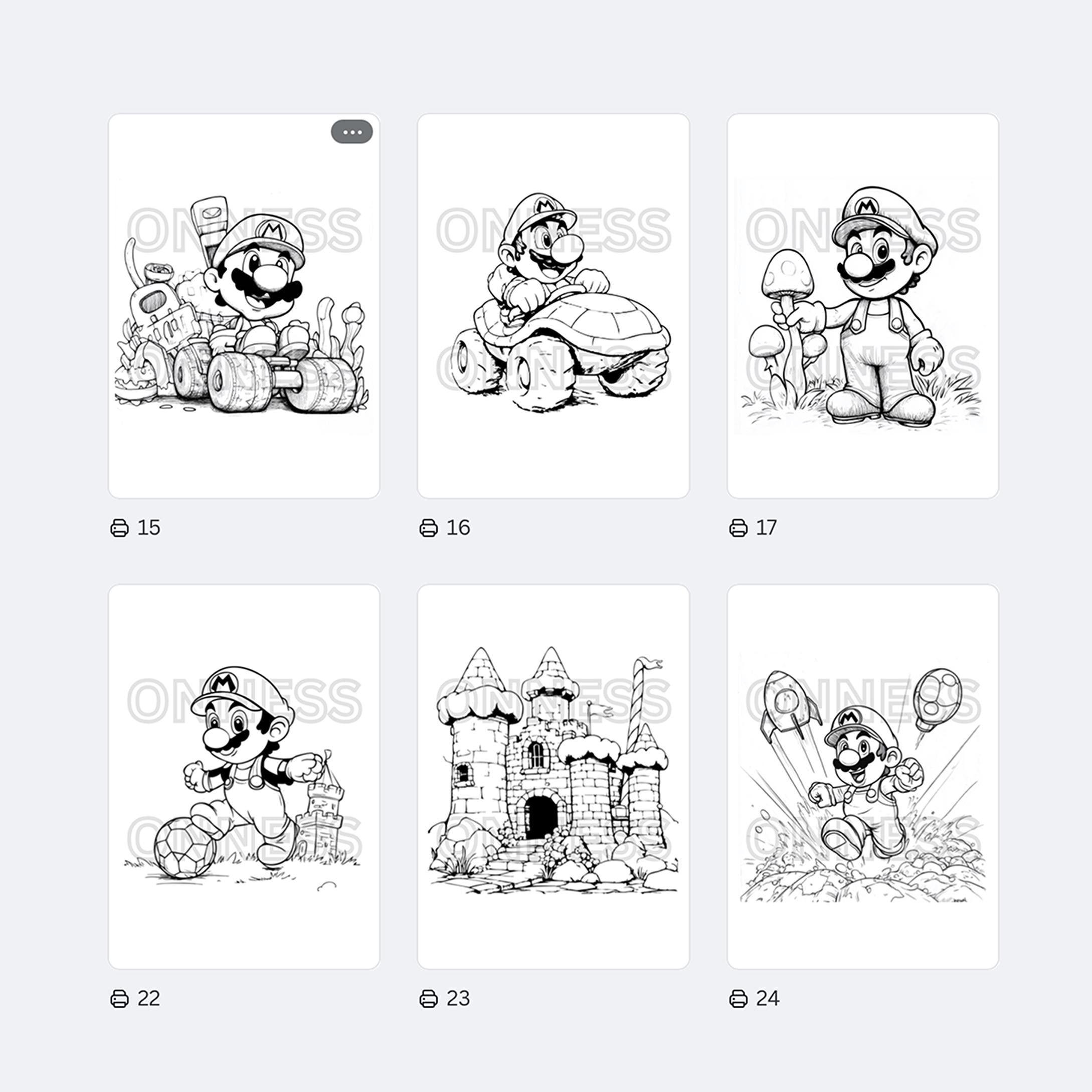 25 SUPER MARIO Inspired Coloring Pages, A4 Format Coloring Book for ...