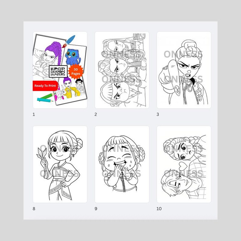 KPOP Demon Hunters Colouring Pages - 30 Colouring Art Designs, A4 ...