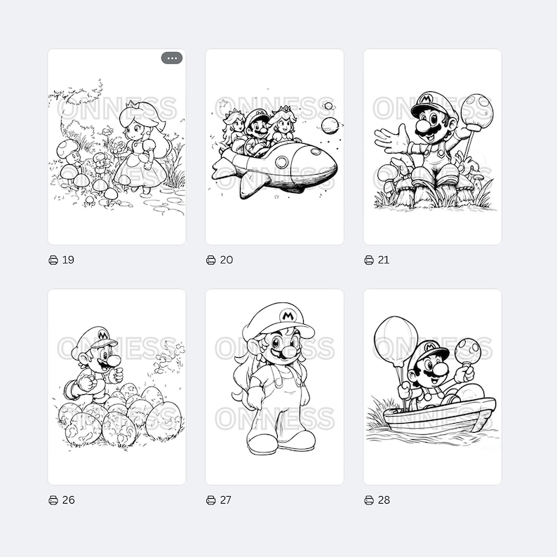 25 SUPER MARIO Inspired Coloring Pages, A4 Format Coloring Book for ...