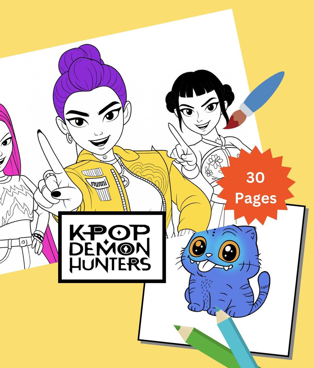 30 KPOP Demon Hunters Colouring Pages , Art Designs, A4 Format , PDF ...