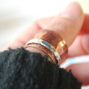 Handmade Mixed Metal Ring. Cooper Mens Ring. Wide Spinner - Etsy