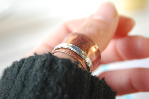 Handmade Mixed Metal Ring. Cooper Mens Ring. Wide Spinner - Etsy