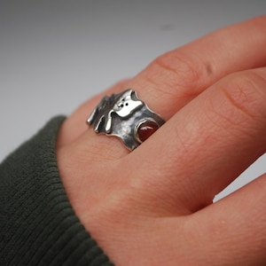 Handmade Sterling Silver Cat Ring: Wide Band Cornelian Ring - Etsy