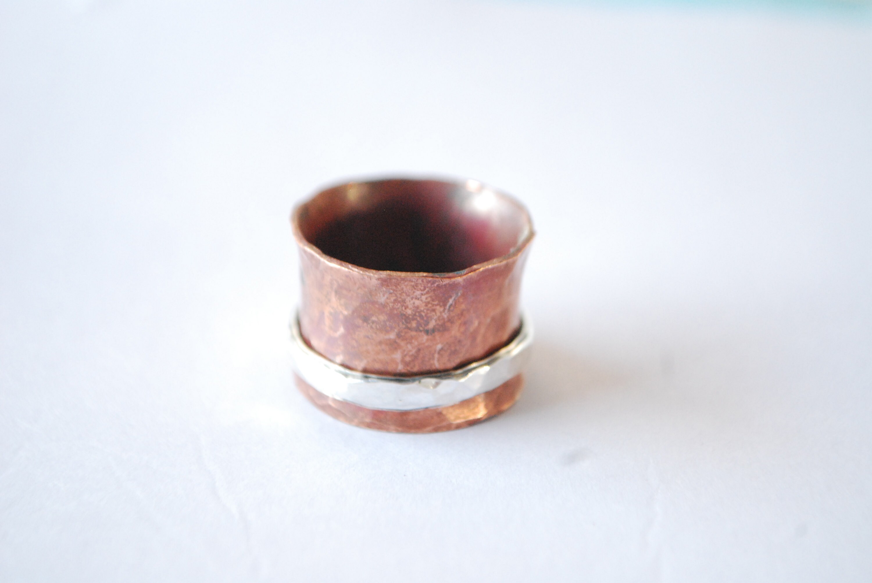 Handmade Mixed Metal Ring. Cooper Mens Ring. Wide Spinner - Etsy