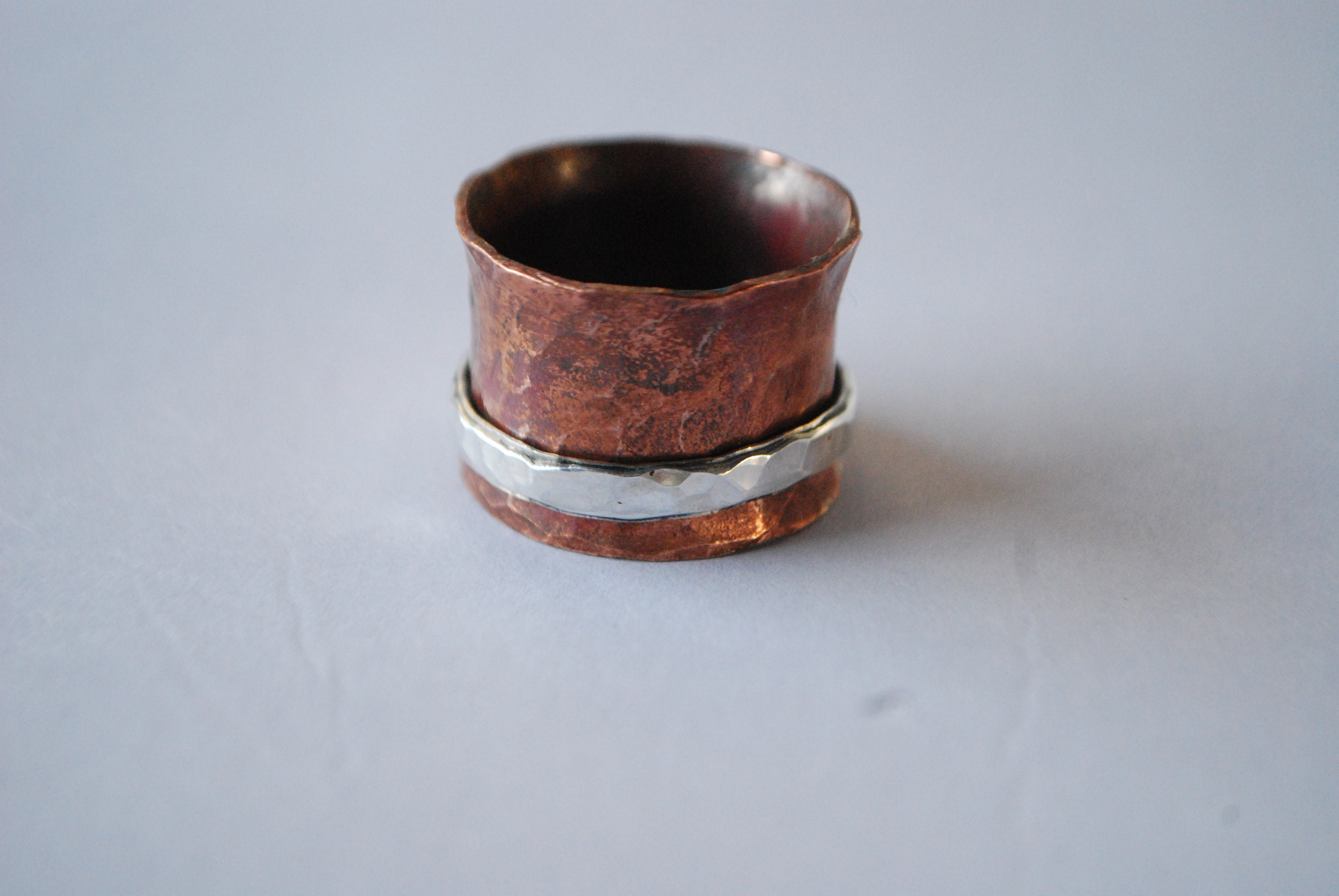 Handmade Mixed Metal Ring. Cooper Mens Ring. Wide Spinner - Etsy