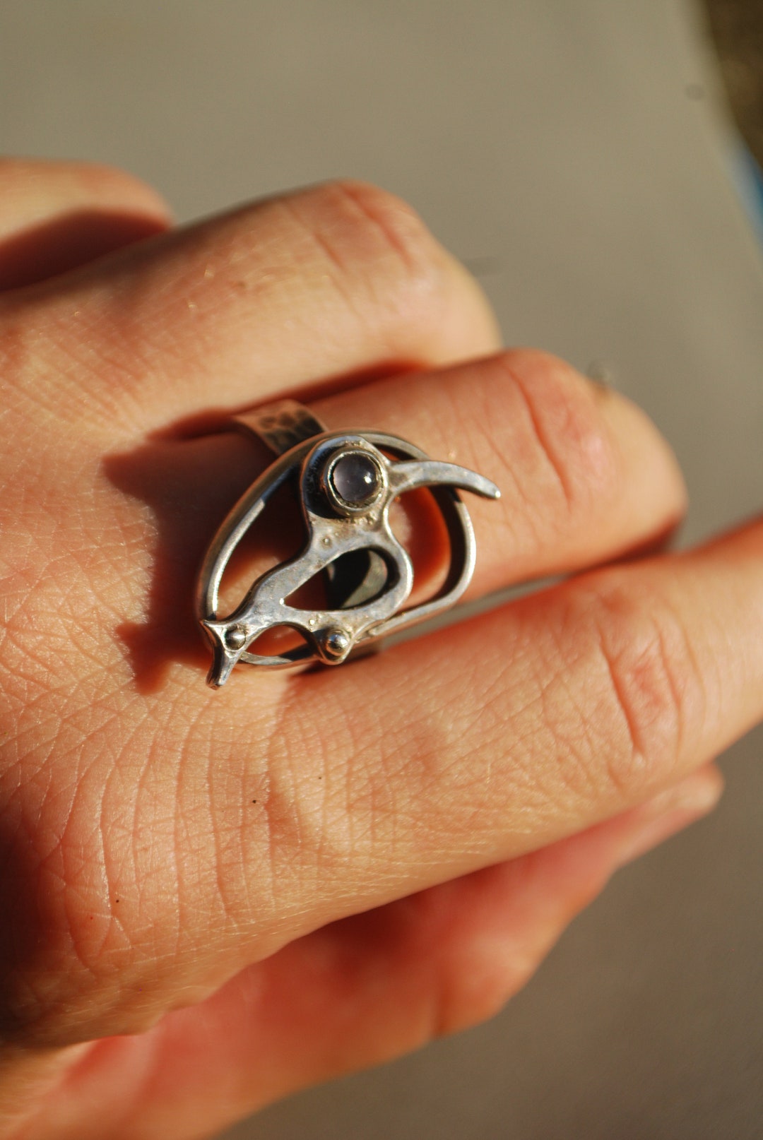 Silver Bird Ring, Silversmith Raven Ring Handmade. Nature Inspired Ring ...