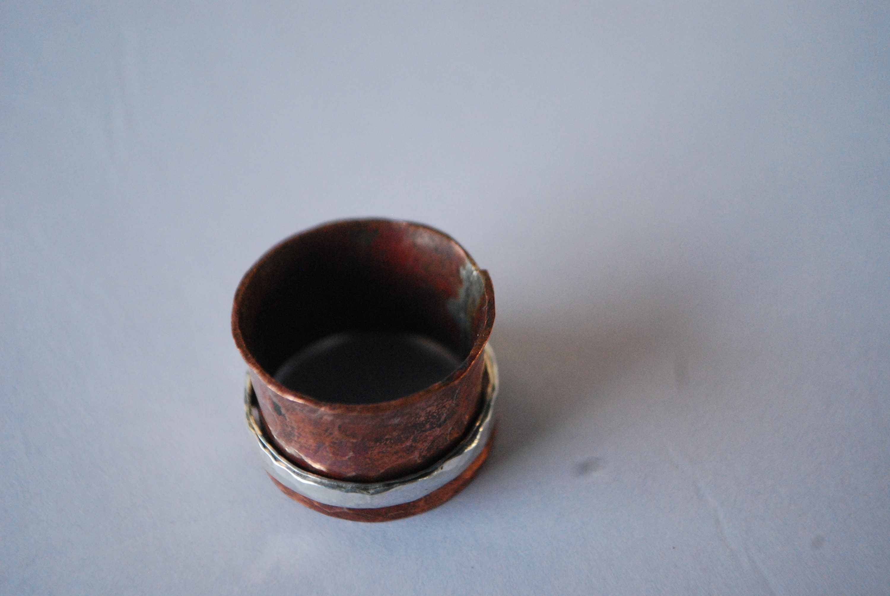 Handmade Mixed Metal Ring. Cooper Mens Ring. Wide Spinner - Etsy