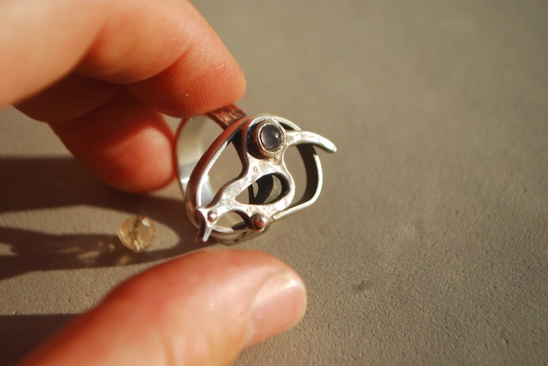 Silver Bird Ring, Silversmith Raven Ring Handmade. Nature Inspired Ring ...