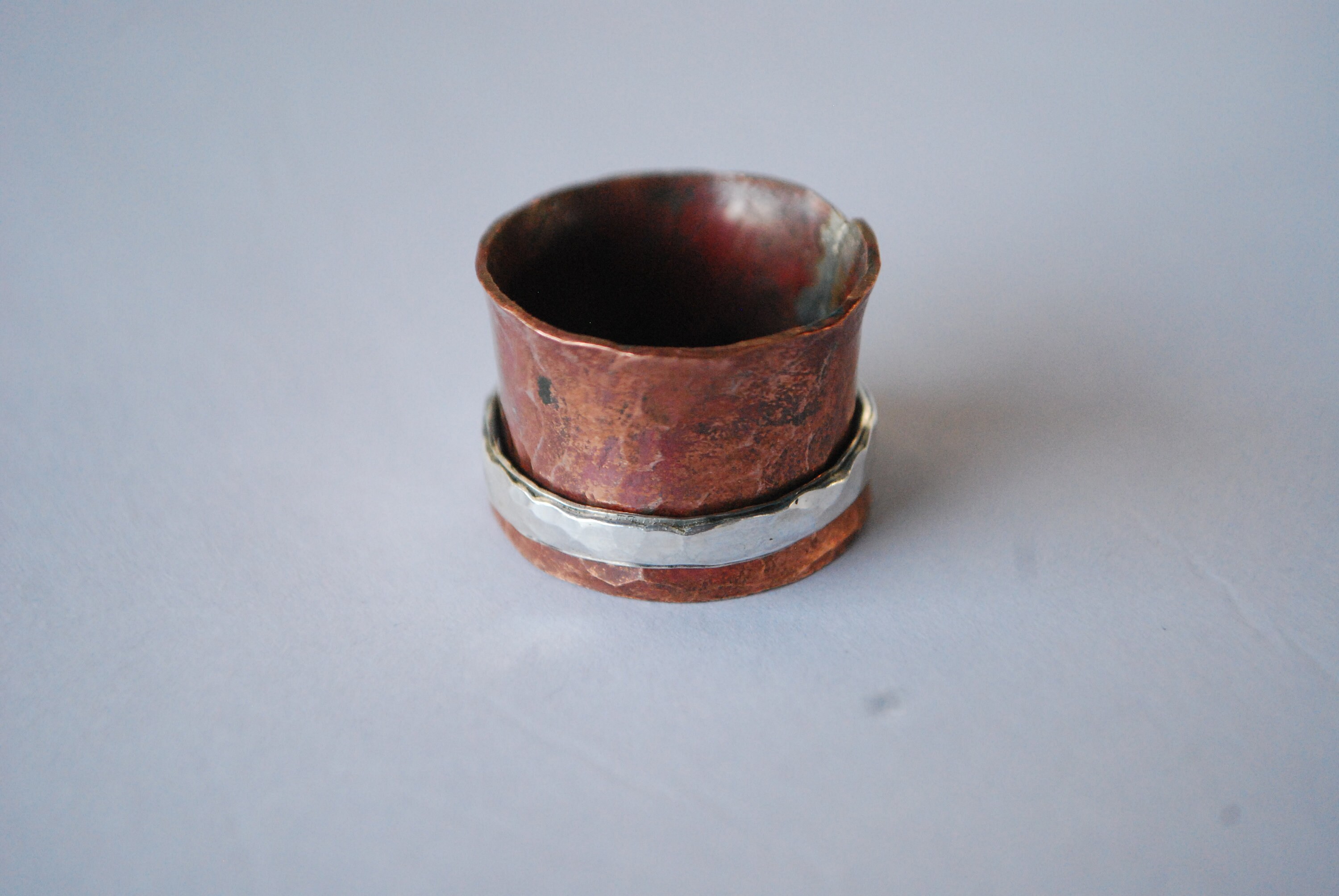 Handmade Mixed Metal Ring. Cooper Mens Ring. Wide Spinner - Etsy