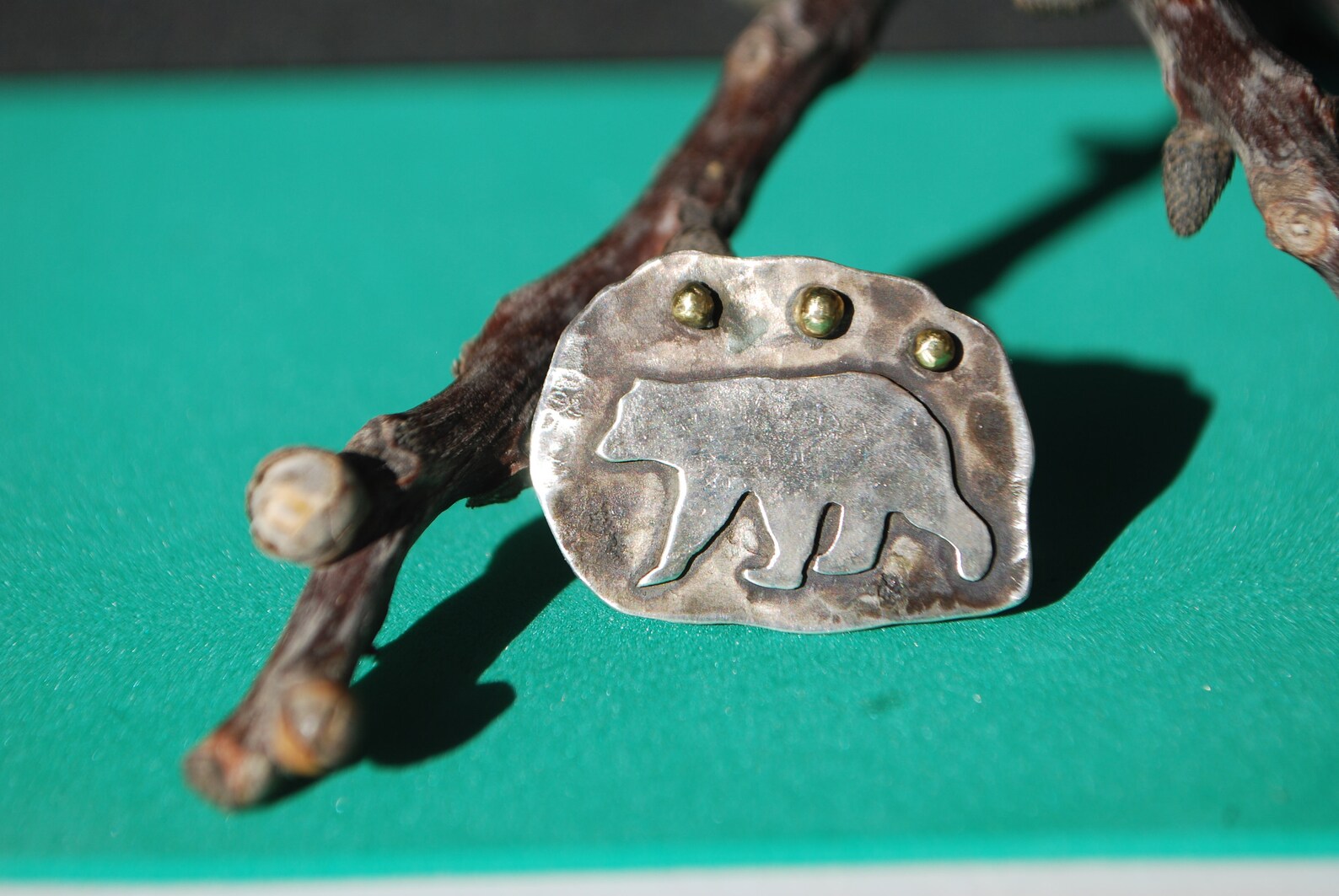 Handmade Mixed Metal Bear Ring. Rustic Animal Jewelry Gift. Large Bear ...