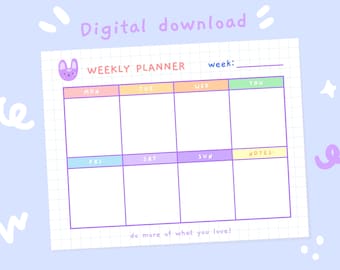 Strawberry Weekly Planner Printable Download and Print at Home Cute ...