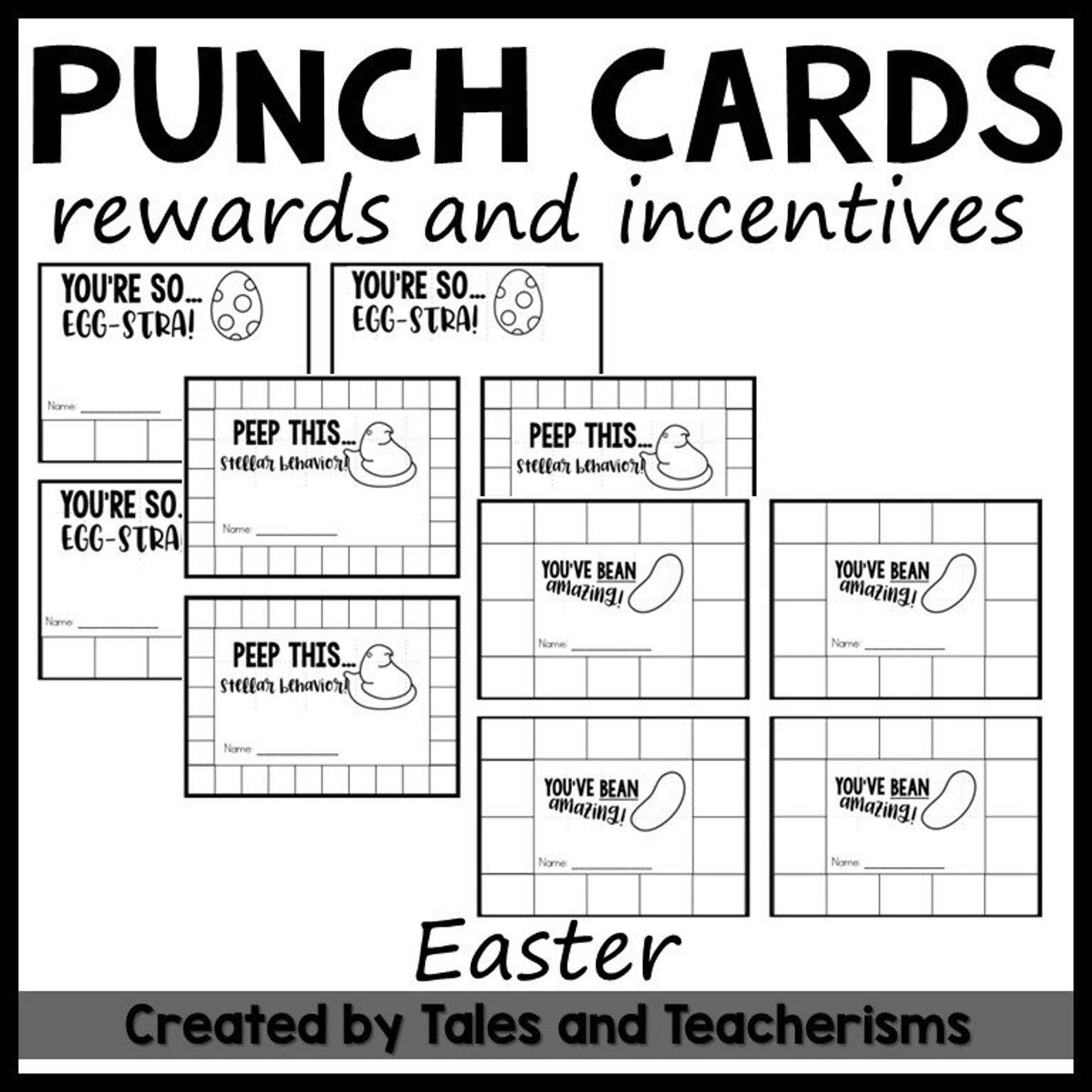 Punch Cards for Rewards and Incentives: Easter Holiday Themed Options ...
