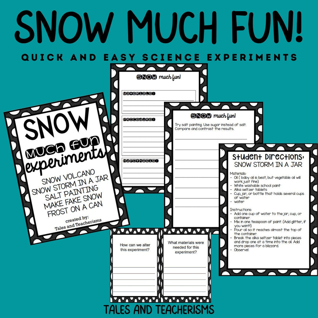 Five Quick and Easy Science Experiments: SNOW Much Fun! Winter STEM ...