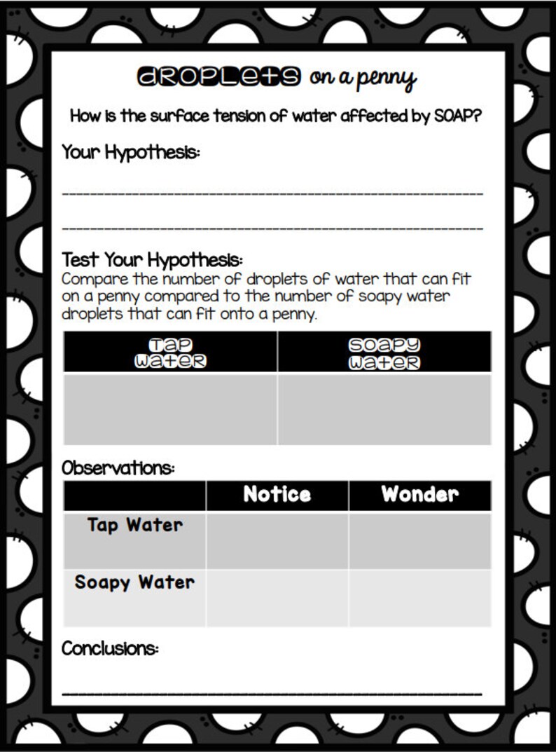 Quick and Easy Science Experiment: STEM Surface Tension on a Penny - Etsy