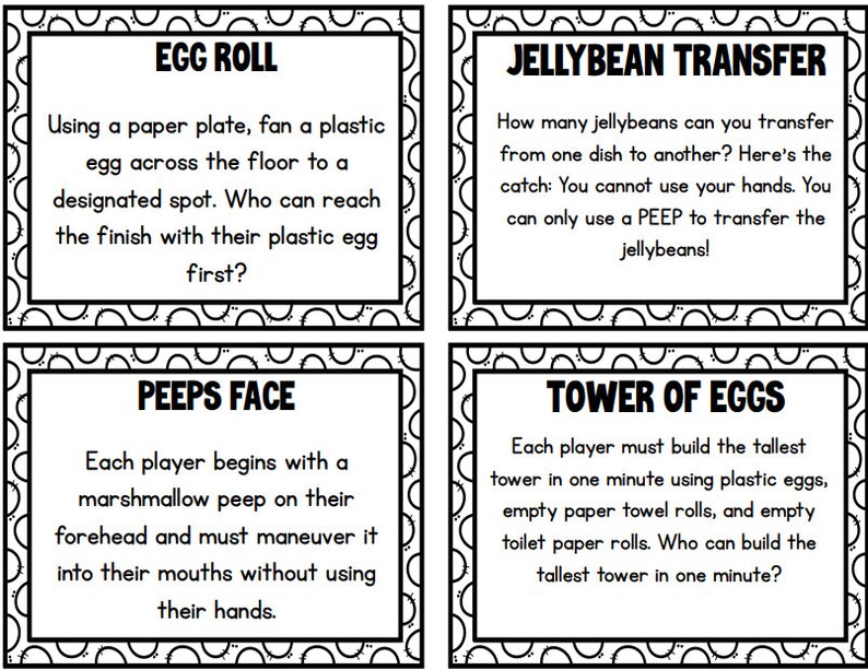 Easter Minute to Win It Challenges: Holiday Party Game (task Cards) - Etsy