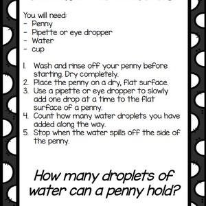 Quick and Easy Science Experiment: STEM Surface Tension on a Penny - Etsy