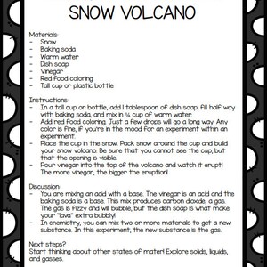 Five Quick and Easy Science Experiments: SNOW Much Fun! Winter STEM ...