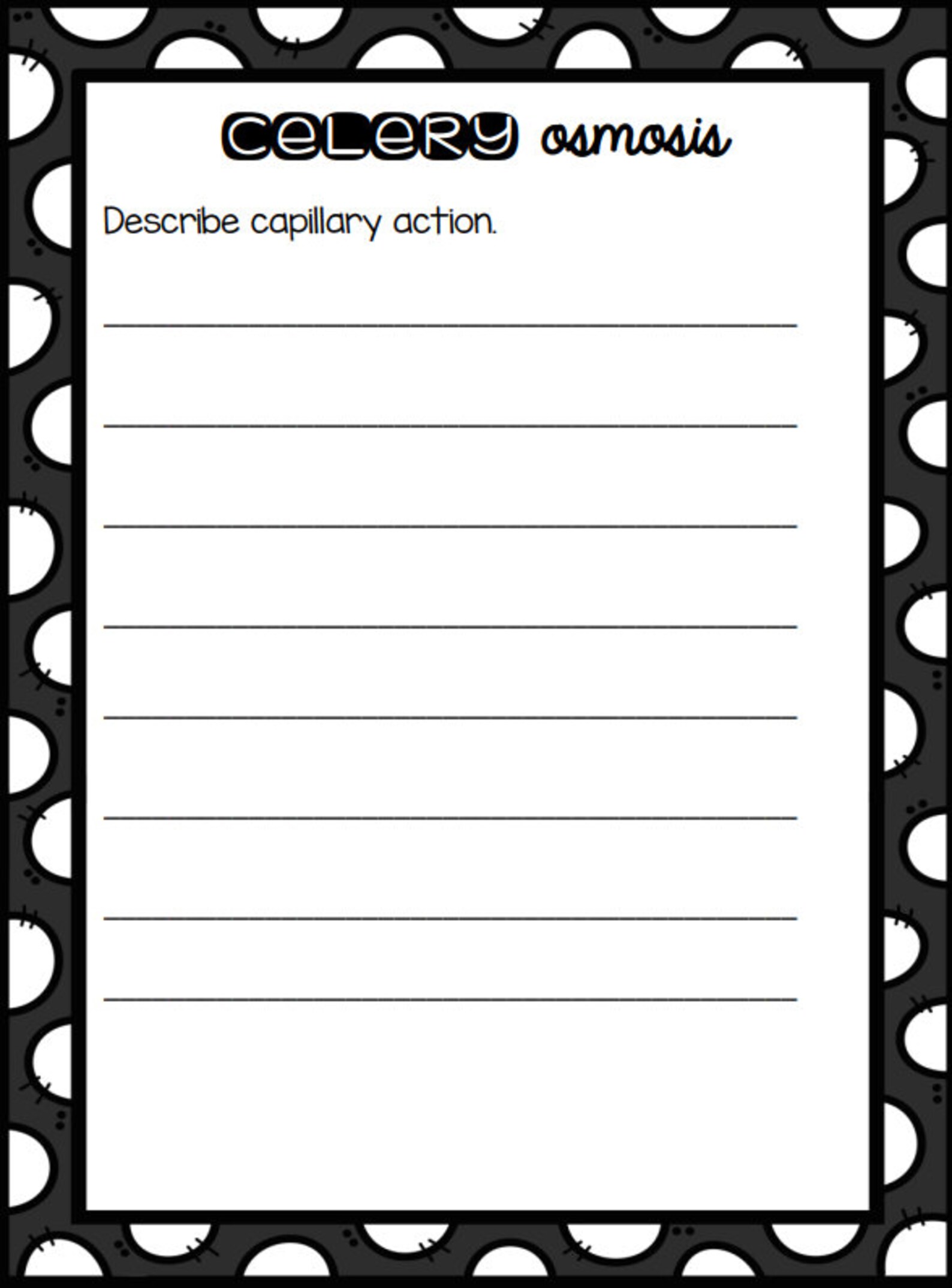 Quick and Easy Science Experiment: Celery (or Lettuce) Osmosis - Etsy