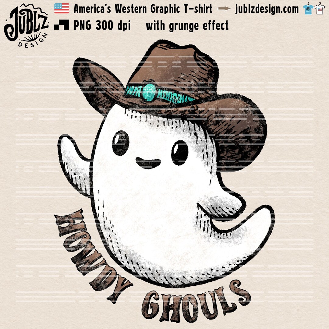 Howdy Ghouls Png, Cute Cowboy Halloween Ghost Png, Vintage Ghost Png ...