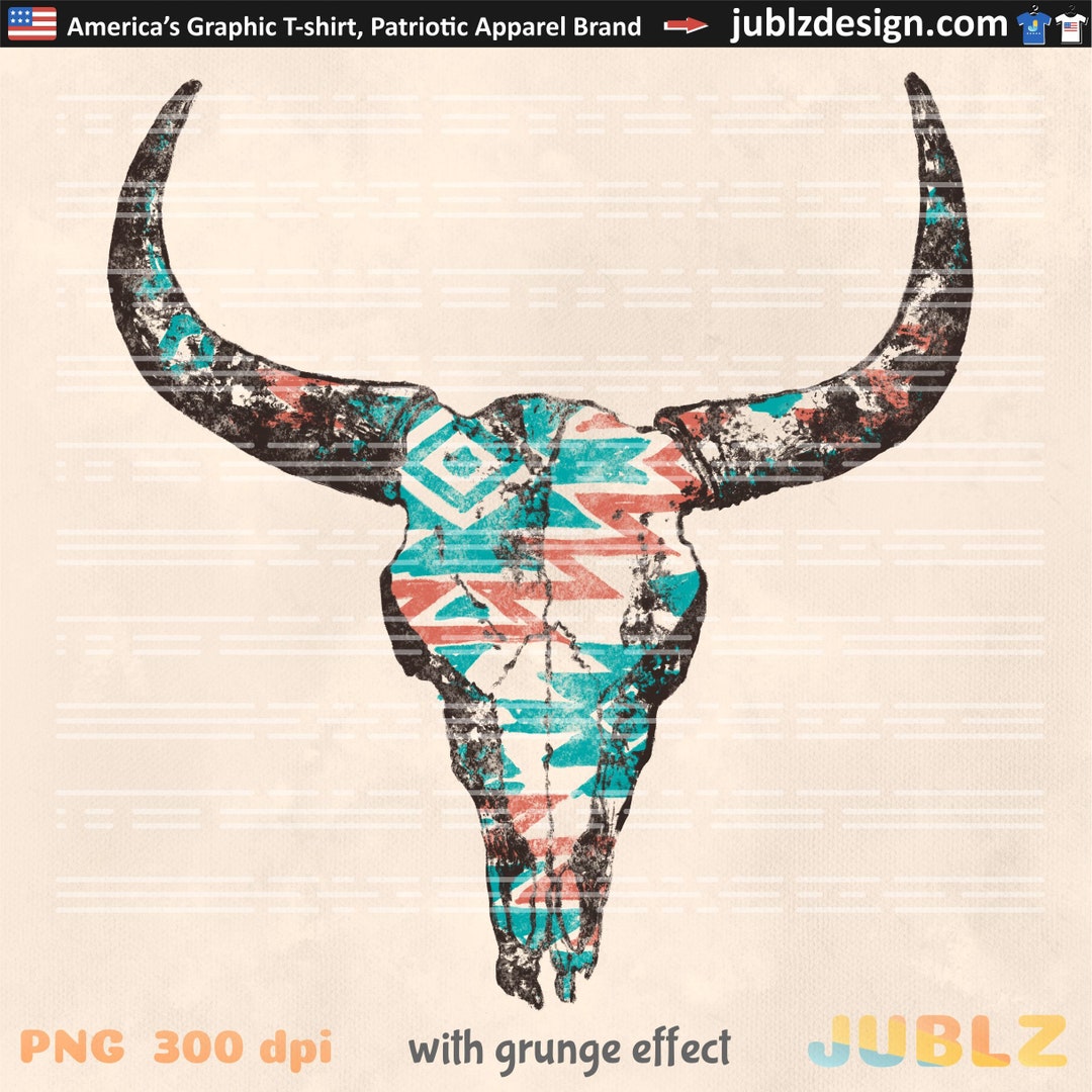 Aztec Cow Skull PNG: Retro Western Sublimation (digital Download) - Etsy