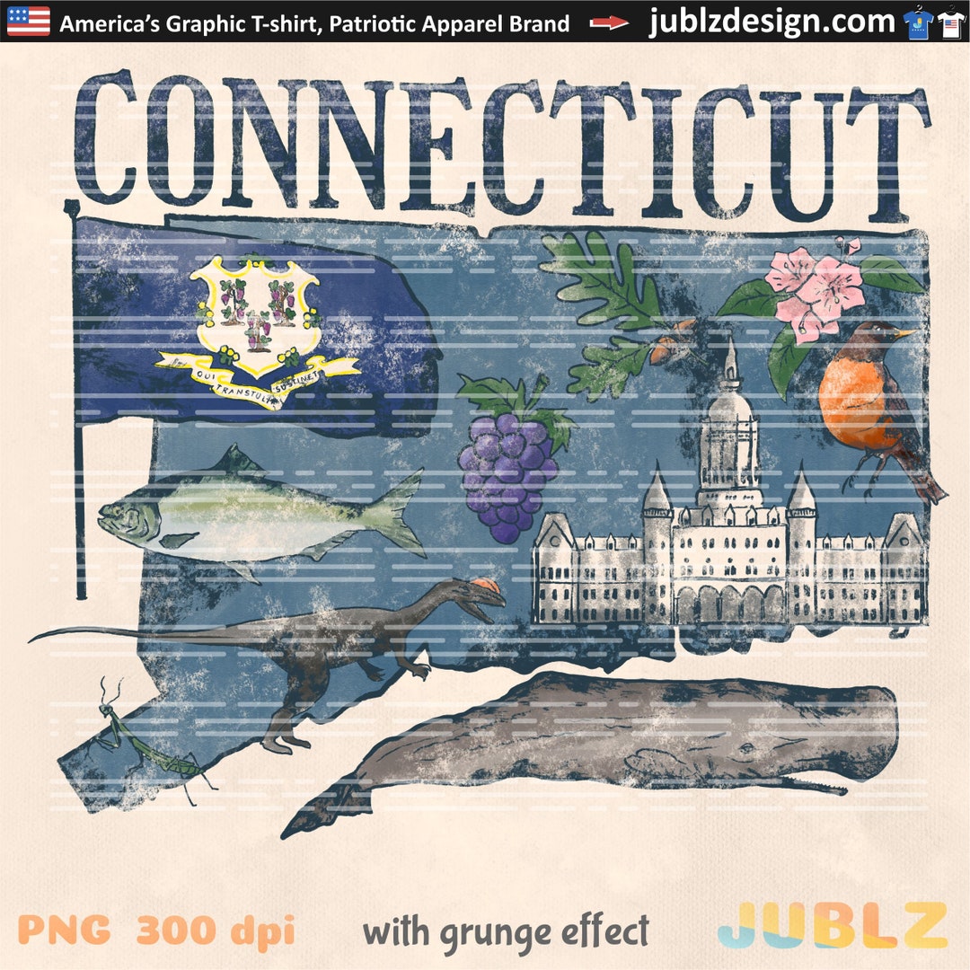Connecticut State Png, Connecticut Retro Png, Connecticut Symbols ...