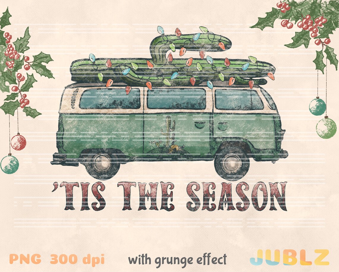 Groovy Christmas Png Hippie Van Png Christmas Cactus Png - Etsy