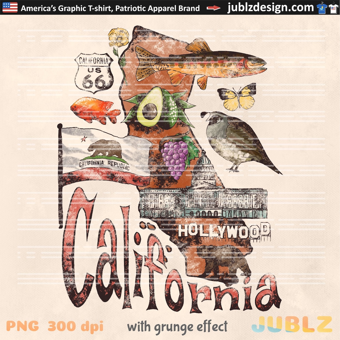 California State Png, California Retro Png, California Symbols Design ...