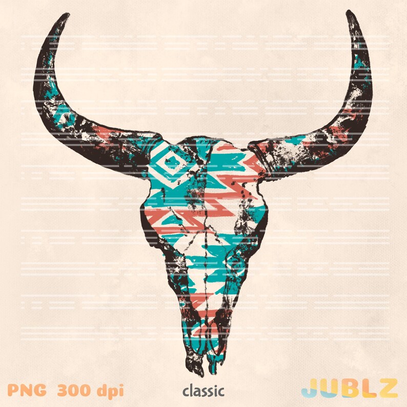 Aztec Cow Skull PNG: Retro Western Sublimation (digital Download) - Etsy