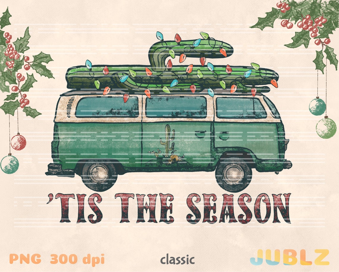 Groovy Christmas Png Hippie Van Png Christmas Cactus Png - Etsy