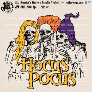 Hocus Pocus Skeleton PNG: Retro Halloween T-shirt Design (digital ...