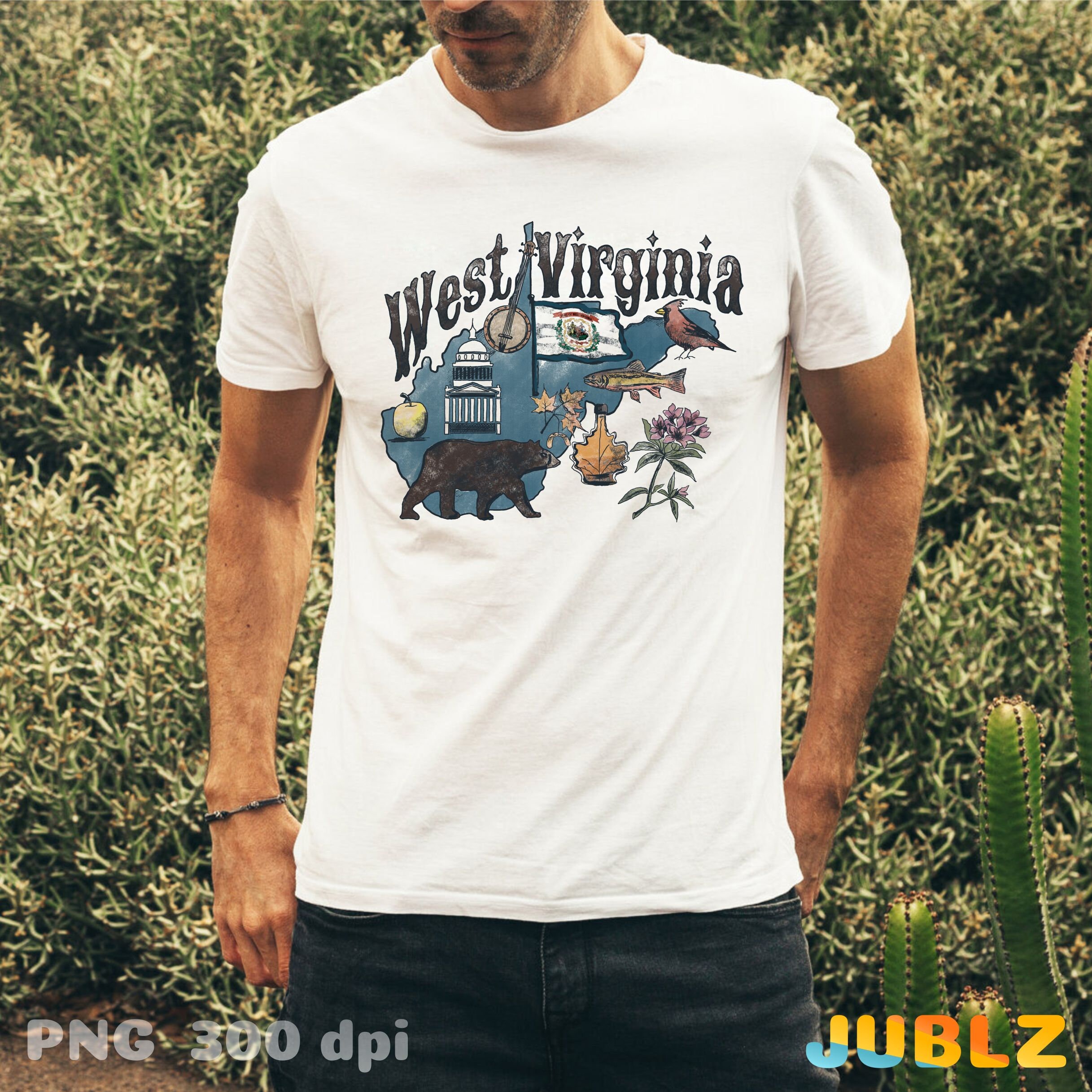 West Virginia State Symbols PNG: Retro Grunge Design (digital Download ...