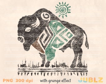 Retro Buffalo PNG, Aztec Png, Bison PNG, Western PNG, Vintage Rodeo ...