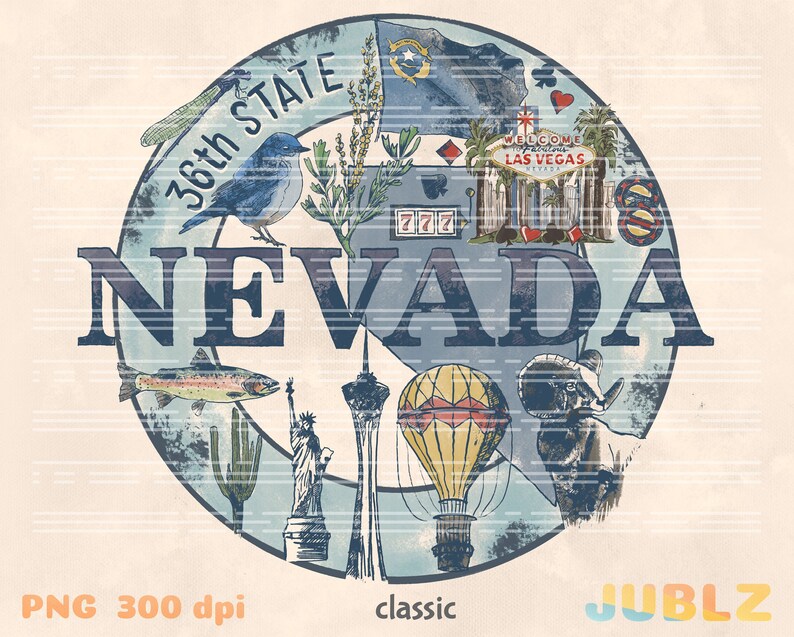 Nevada State Png Nevada Retro Png Nevada Symbols Design - Etsy
