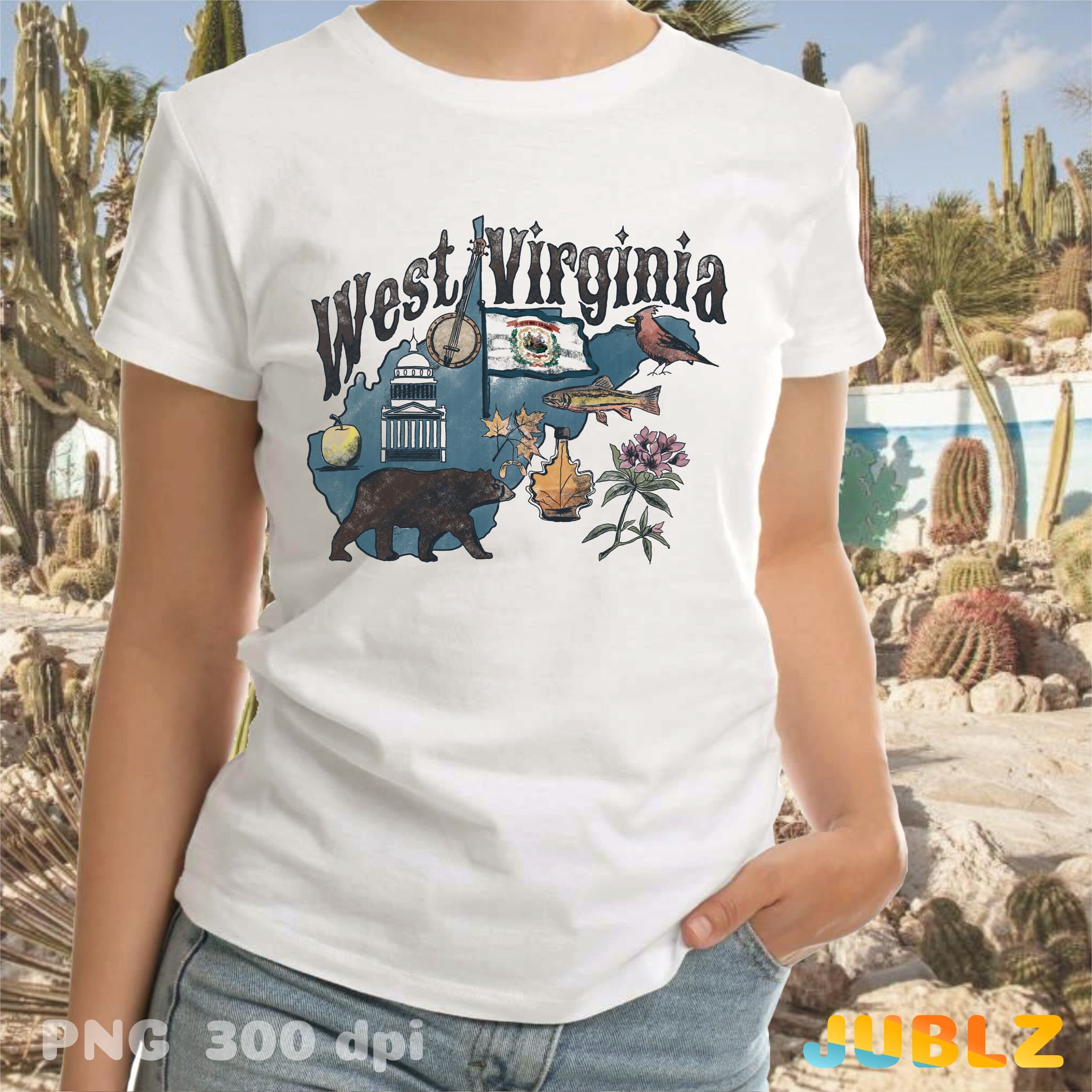 West Virginia State Symbols PNG: Retro Grunge Design (digital Download ...