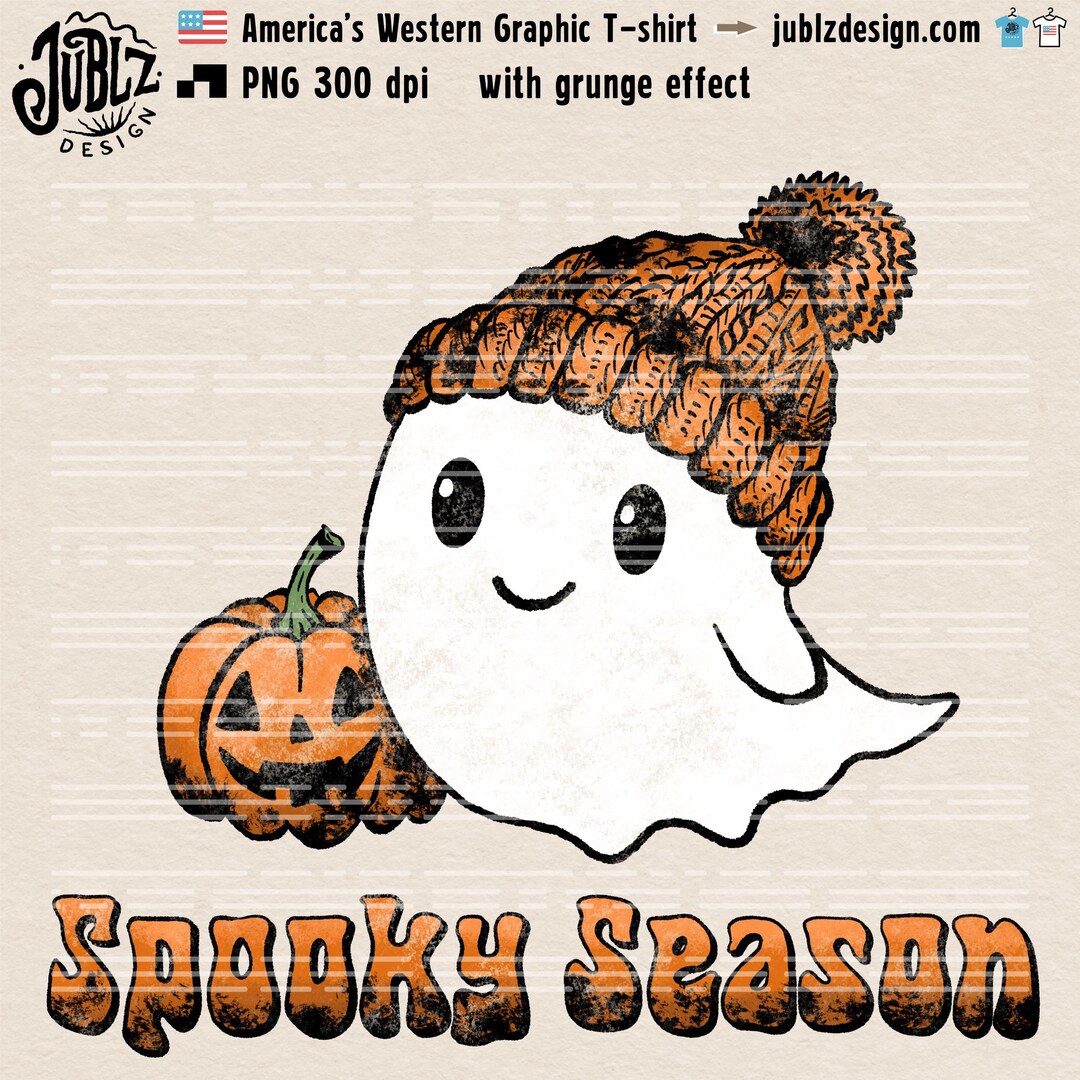 Spooky Fall Ghost Png, Cute Fall Halloween Ghost Png, Vintage Ghost Png ...