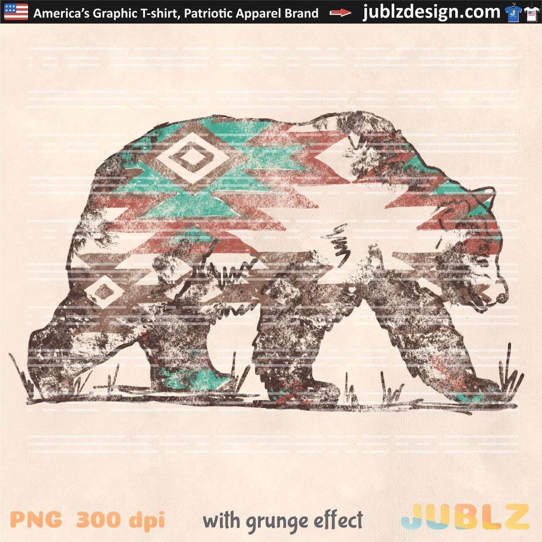 Aztec Bear PNG: Retro Western Sublimation Design (digital Download) - Etsy