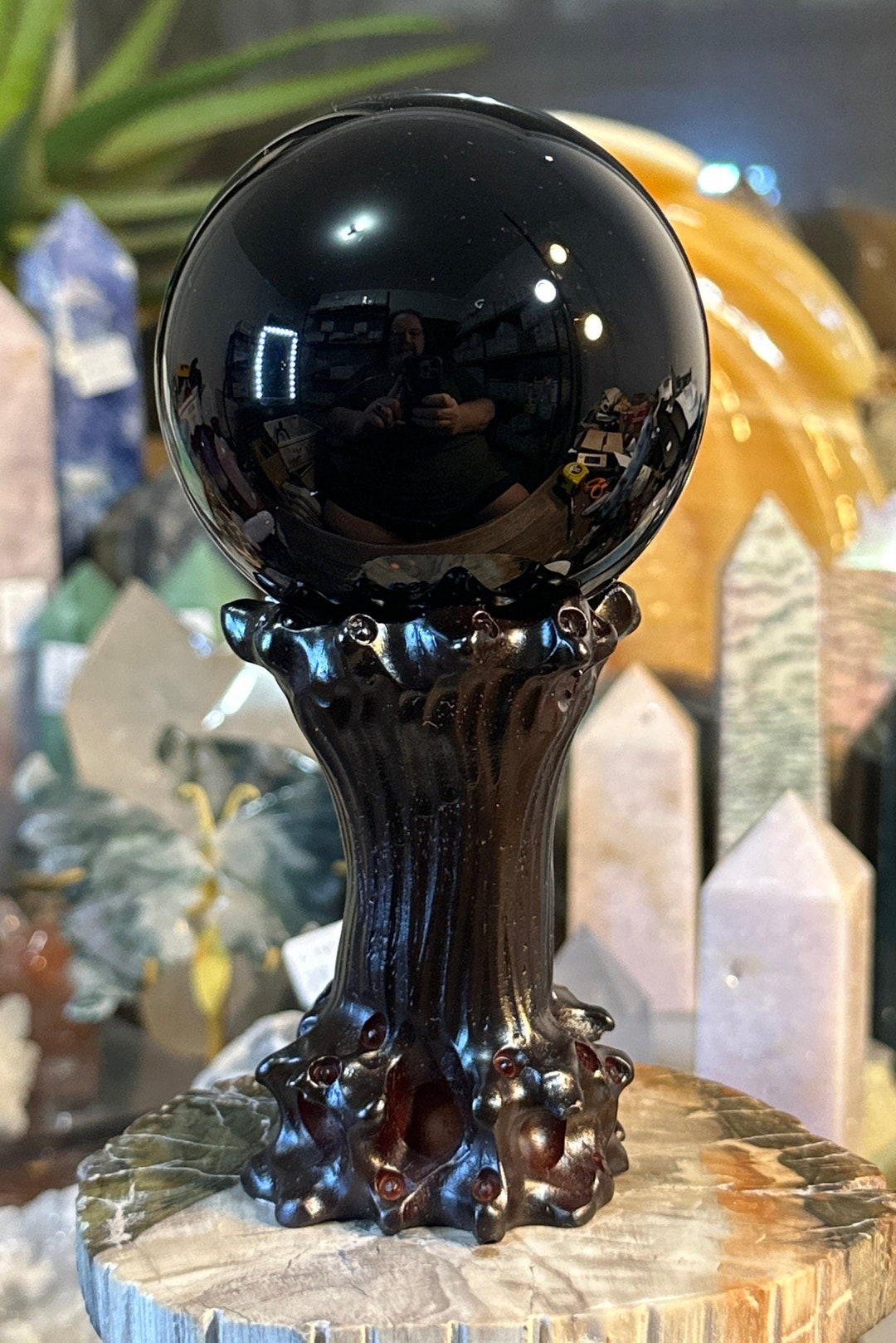 Black Obsidian Crystal Sphere With A Tree Stand 1.2 Lbs - Etsy