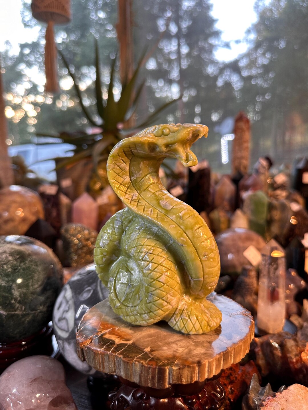 Green Jade Cobra Snake Carving - Etsy