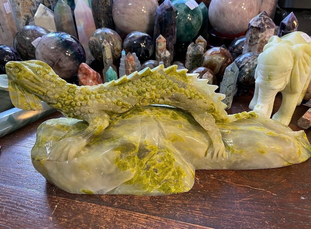 Hand Carved Green Jade Lizard 13.8 Lbs 17” Long! - Etsy