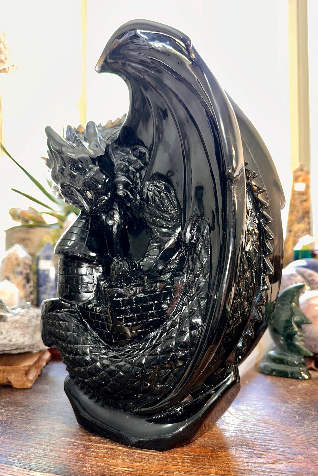 Epic Hand Carved Black Obsidian Full Body Dragon! 25 Lb 14” Tall - Etsy