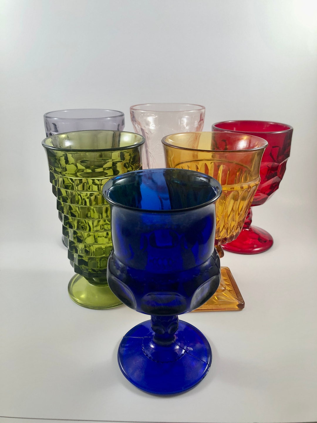 Rainbow Goblet Set of 6 Glasses - Etsy