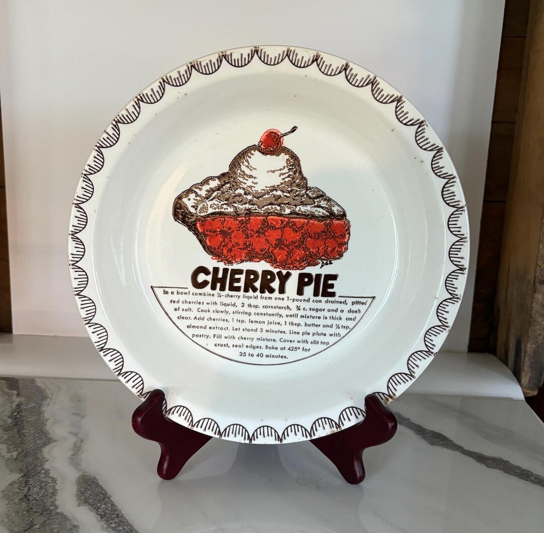 Cherry Pie Recipe Pie Plate, Vintage - Etsy