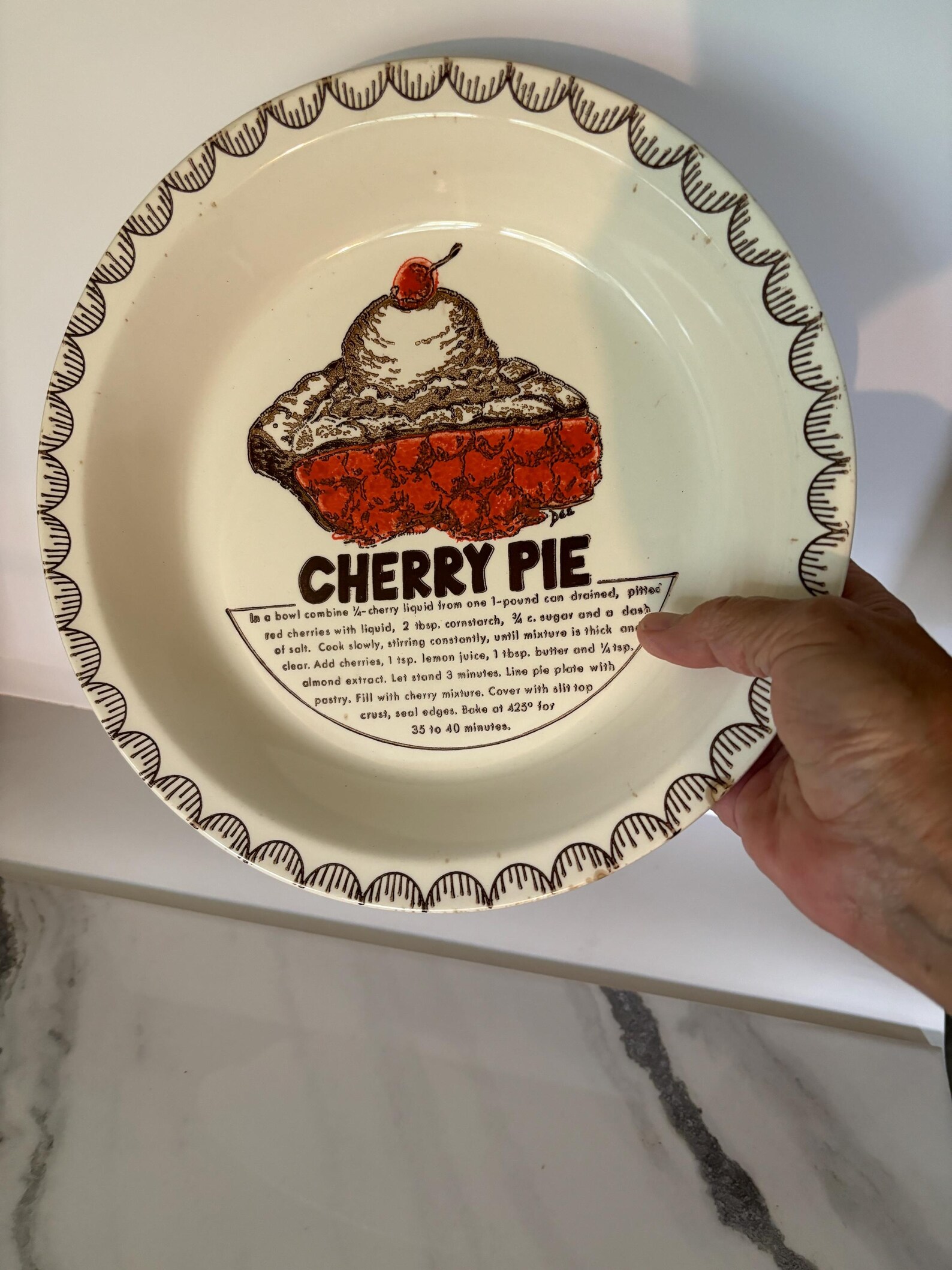 Cherry Pie Recipe Pie Plate, Vintage - Etsy