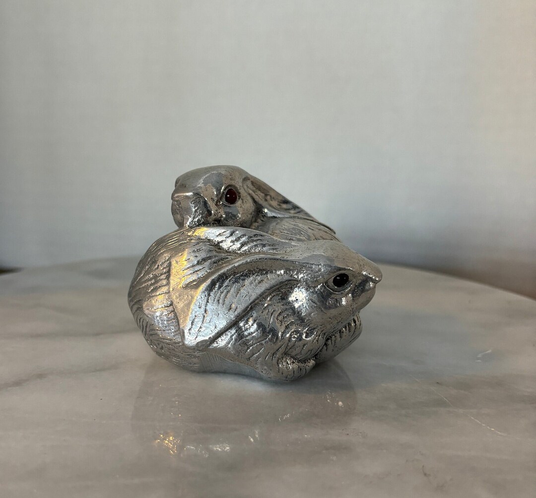 Snuggling Rabbits, Aluminum, Arthur Court, 1992 - Etsy