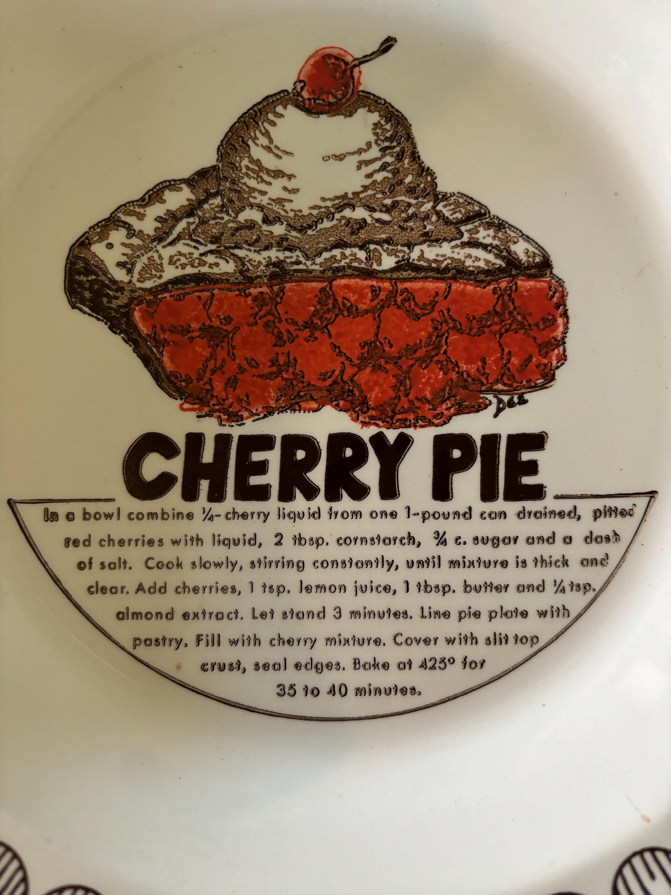 Cherry Pie Recipe Pie Plate, Vintage - Etsy