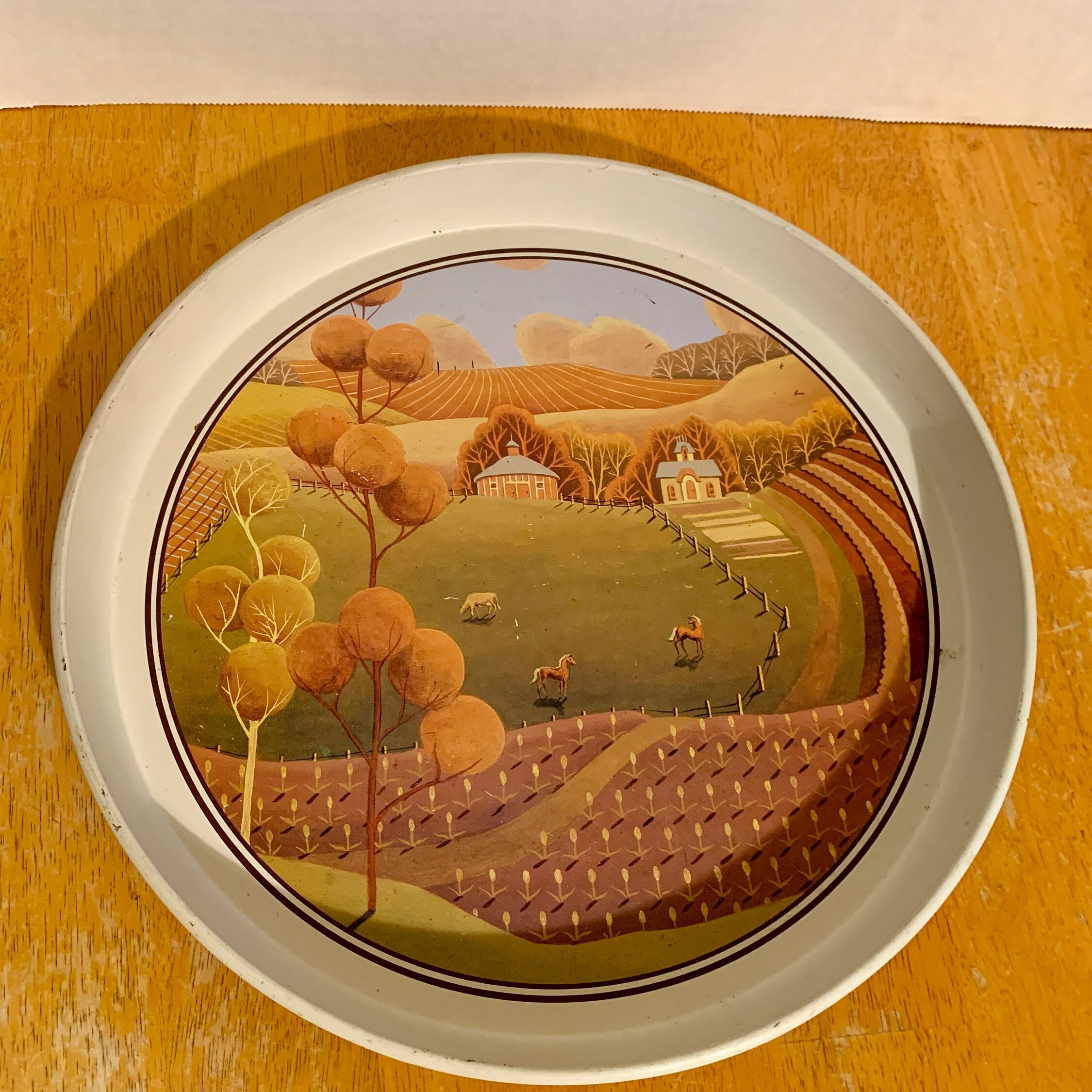 Round Tray Ellen Eilers Farm Scene - Etsy