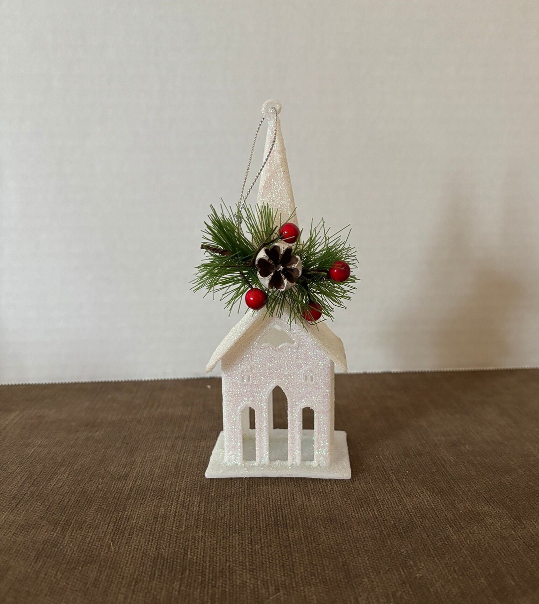 Sparkly Plastic Church Ornament With Holiday Trimming - Etsy