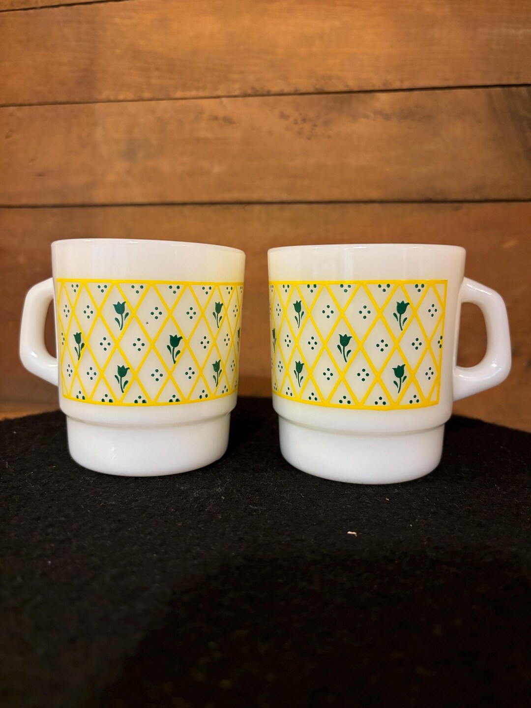 Termocrisa Tulip Mugs, Yellow Lattice, Set of 2 - Etsy